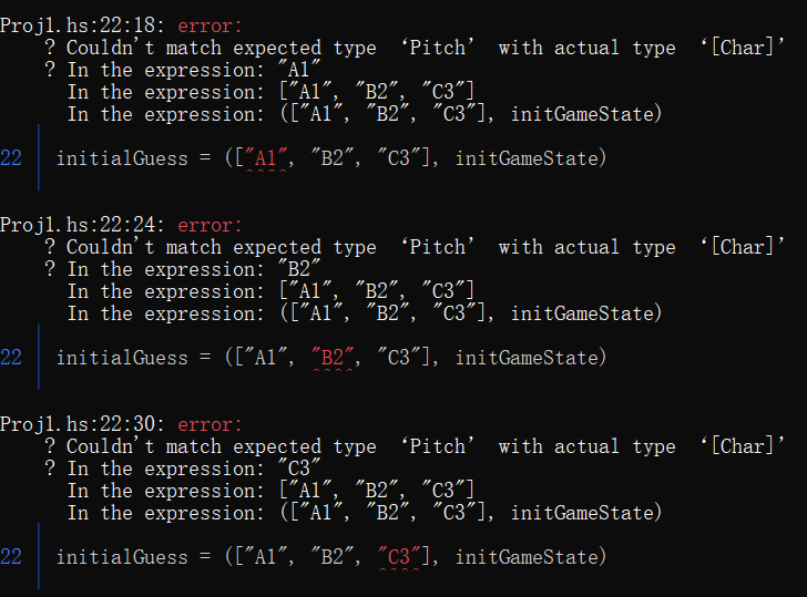 Projl. hs:22:18: error Couldn' t match expected type | Chegg.com