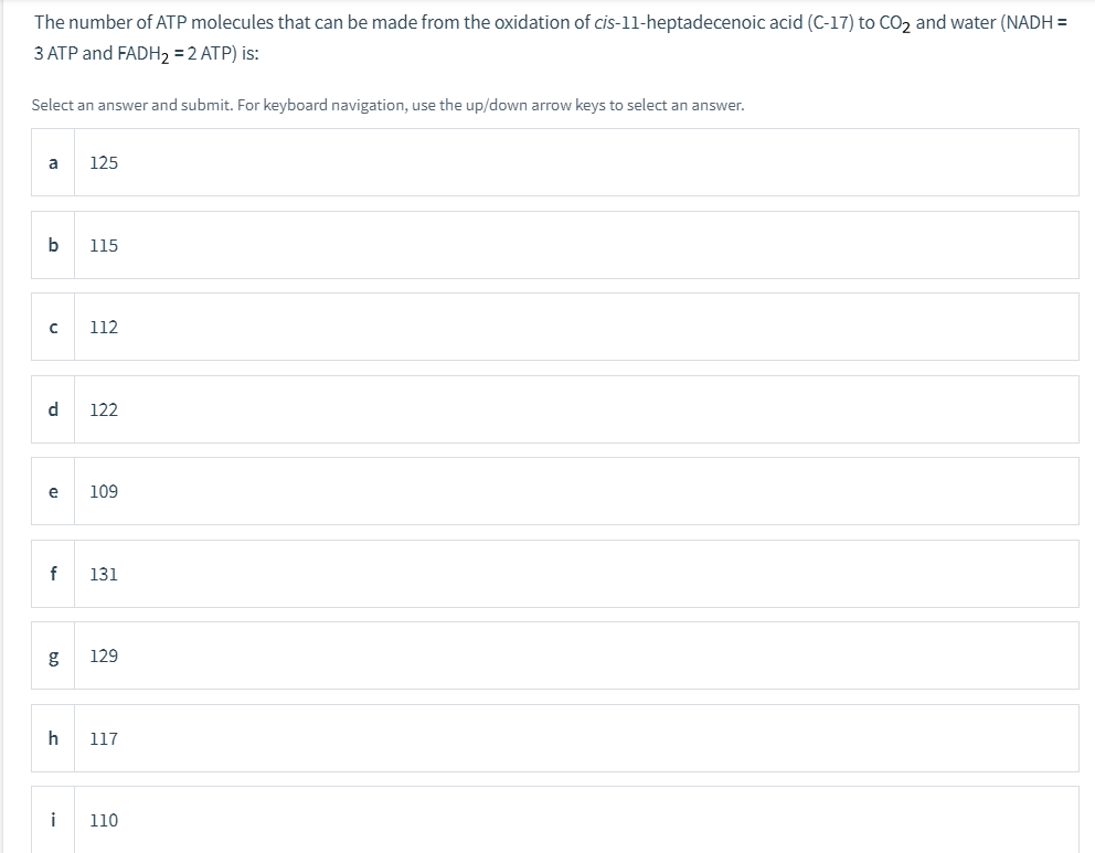 Solved The number of ATP molecules that can be made from the | Chegg.com