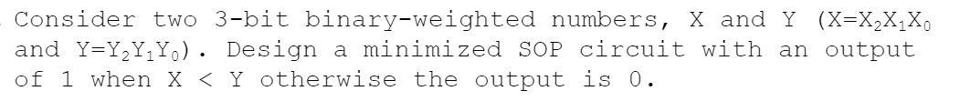 Solved Consider two 3-bit binary-weighted numbers, X and Y | Chegg.com