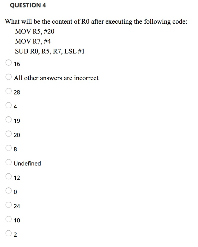 Solved QUESTION 4 What will be the content of RO after | Chegg.com