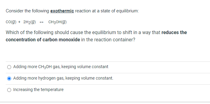 Solved Consider the following exothermic reaction at a state | Chegg.com