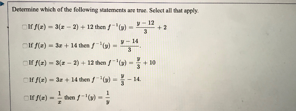 Solved Determine which of the following statements are true. | Chegg.com