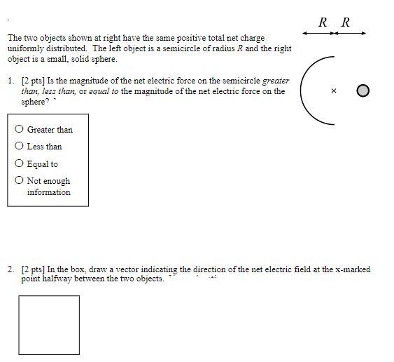 Solved The two objects shown at right have the same positive | Chegg.com