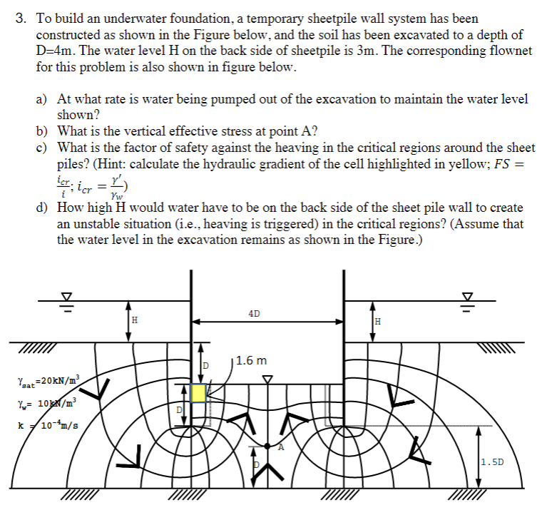 Solved 3. To build an underwater foundation, a temporary | Chegg.com