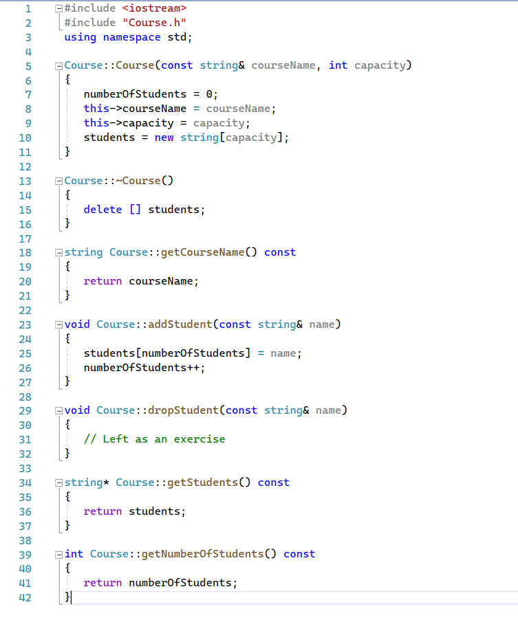 Solved Rewrite the addStudent function in the Course class | Chegg.com