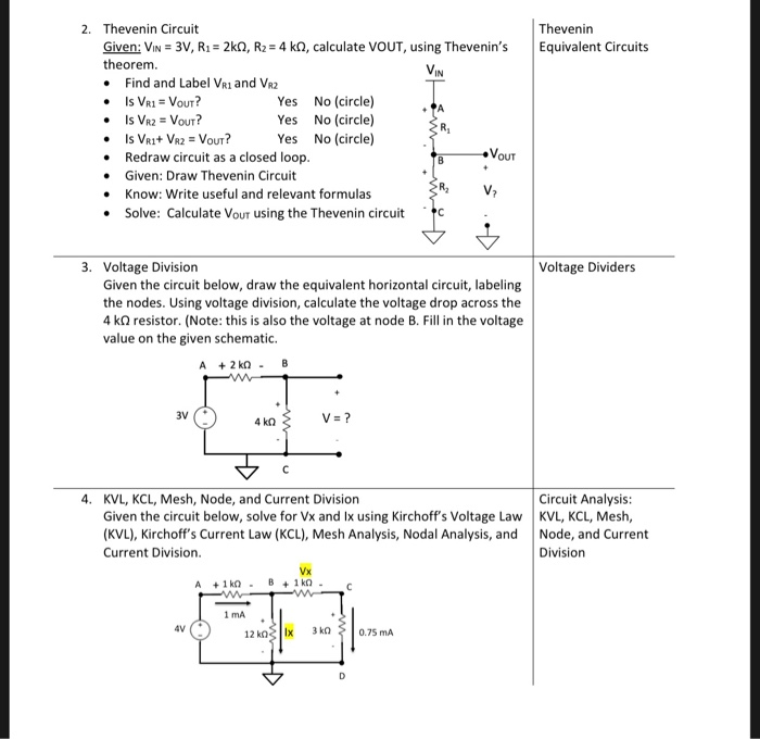 Solved Thevenin Equivalent Circuits 2. Thevenin Circuit | Chegg.com