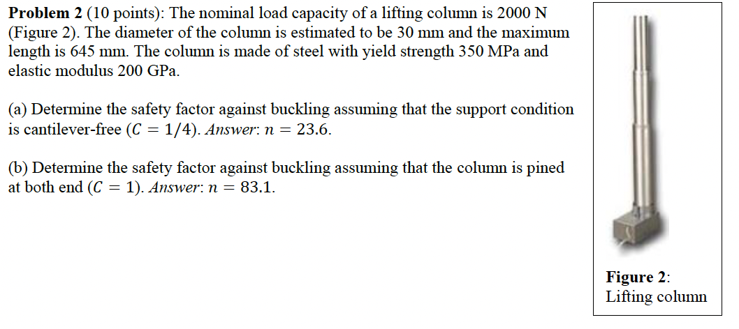 Solved Problem 2 (10 points): The nominal load capacity of a | Chegg.com