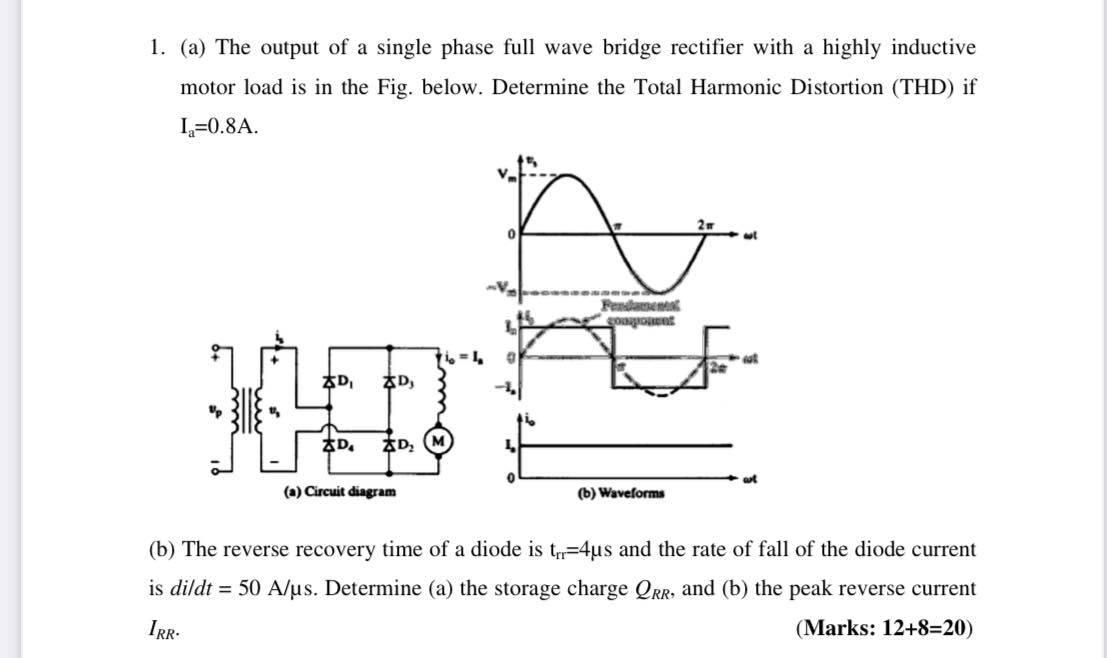 Solved 1. (a) The output of a single phase full wave bridge | Chegg.com