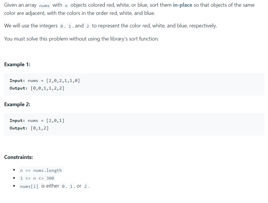 Solved Given an array nums with n objects colored red, | Chegg.com
