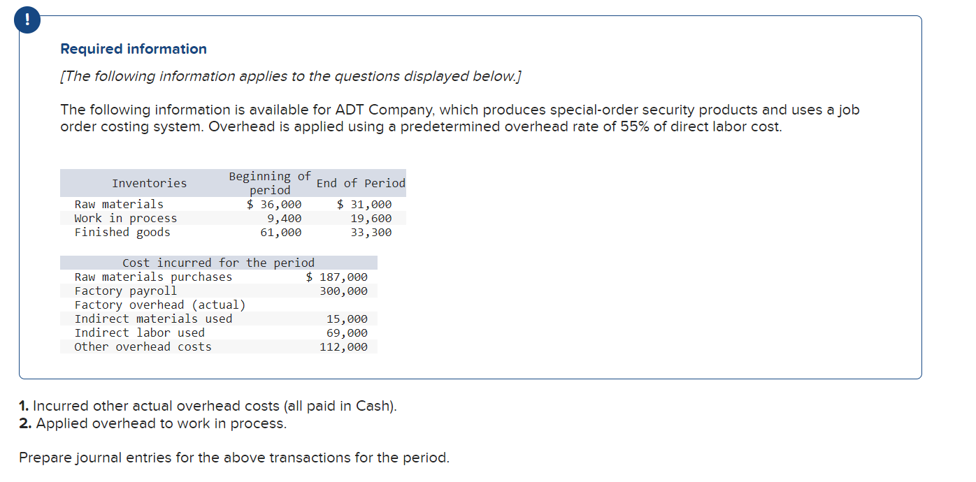 Solved The following information is available for ADT | Chegg.com