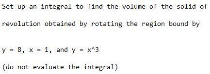 Solved Set up an integral to find the volume of the solid of | Chegg.com