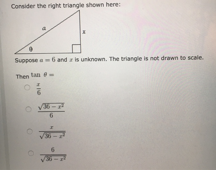 Solved The following right triangle is not drawn to scale: | Chegg.com