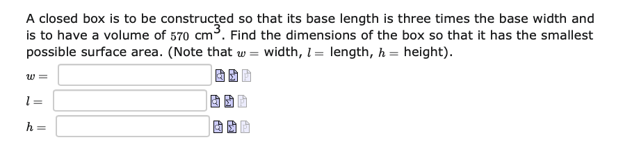 Solved A closed box is to be constructed so that its base | Chegg.com