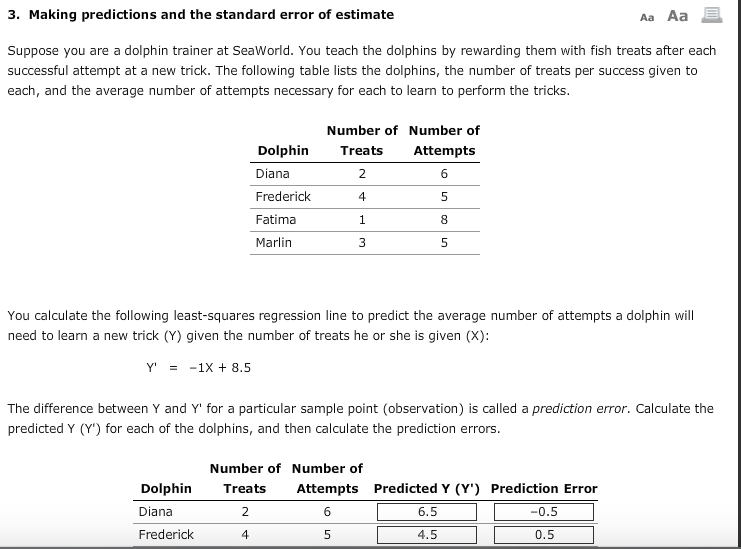 Solved 3. Making predictions and the standard error of | Chegg.com