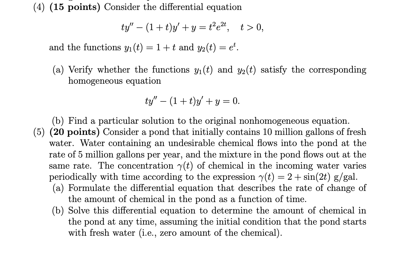 Solved (4) (15 points) Consider the differential equation | Chegg.com