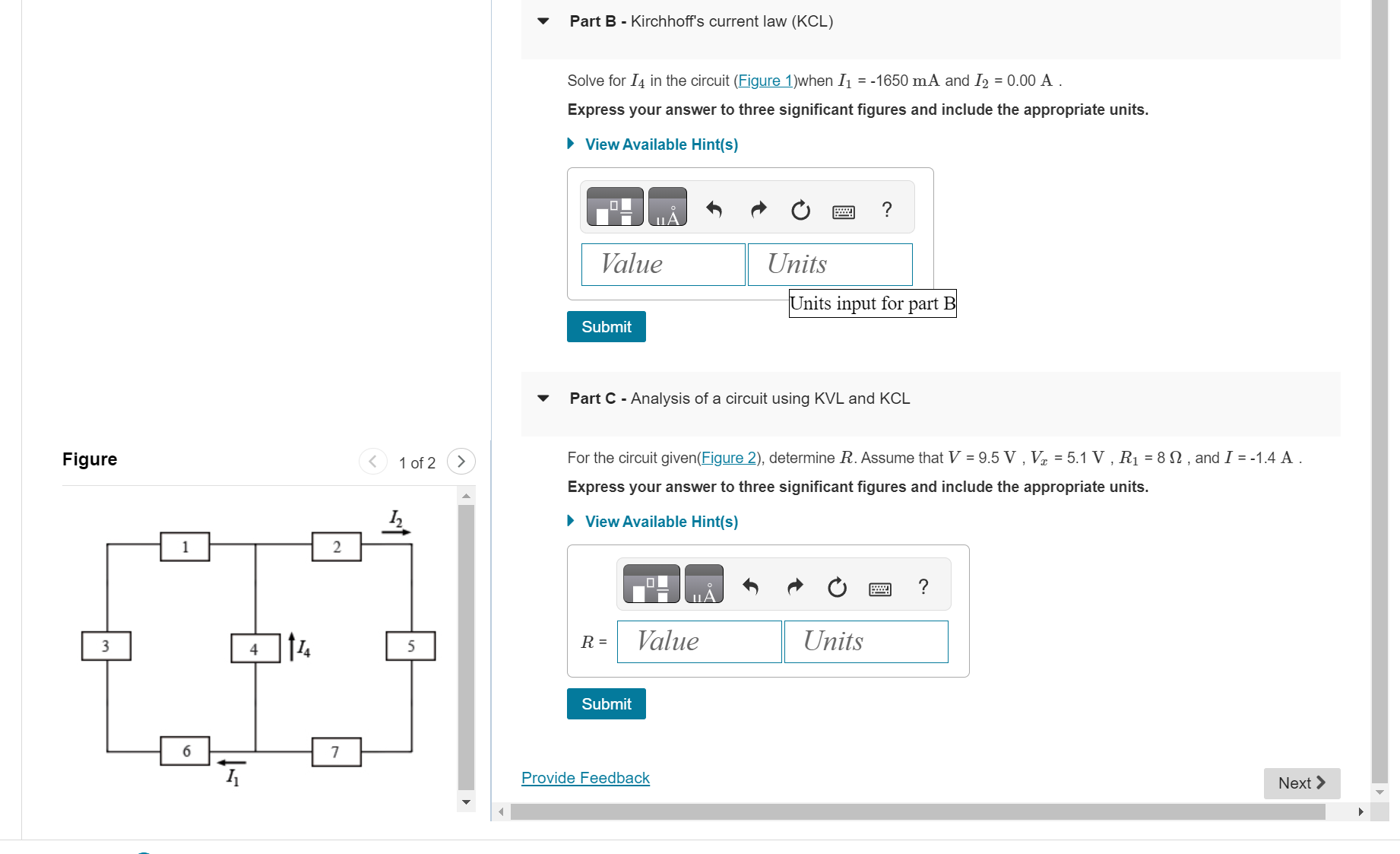 Solved Part B - ﻿Kirchhoff's current law (KCL)Solve for I4 | Chegg.com