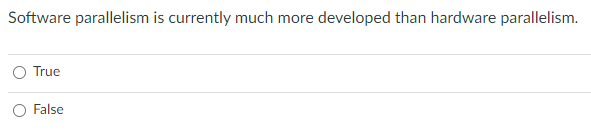 Solved Software parallelism is currently much more developed | Chegg.com