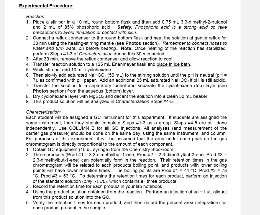 Solved For each product, use the percent area from the GC to | Chegg.com