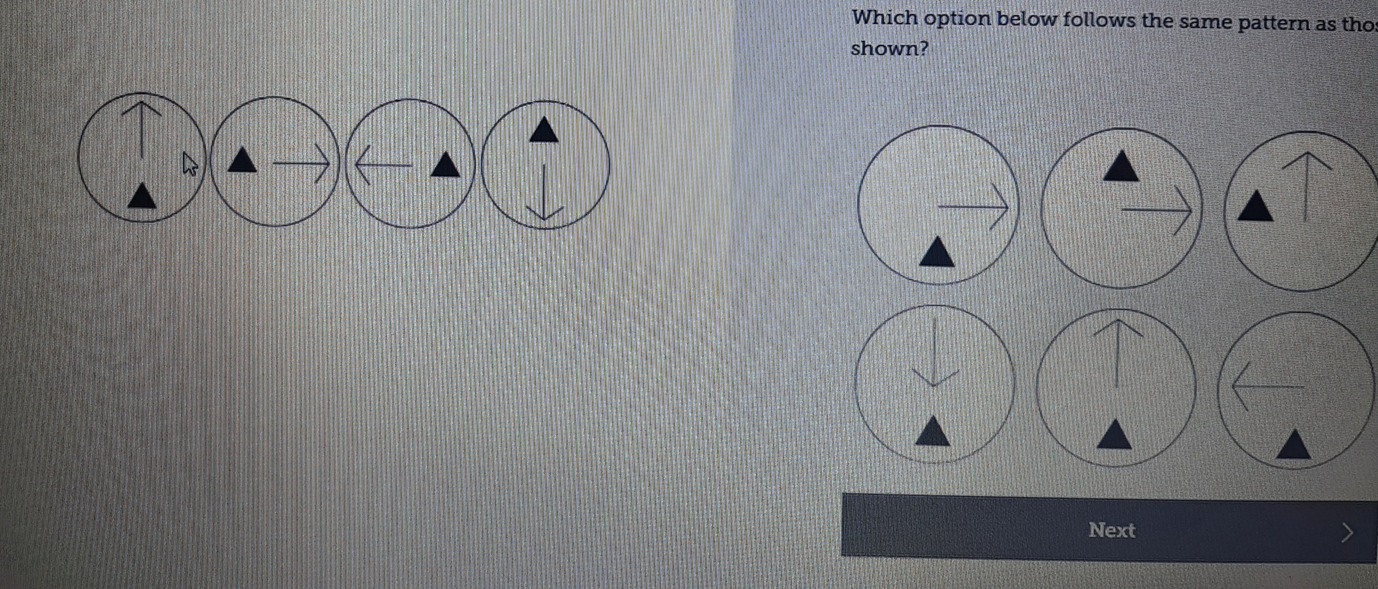 Solved Which option below follows the same pattern as tho | Chegg.com