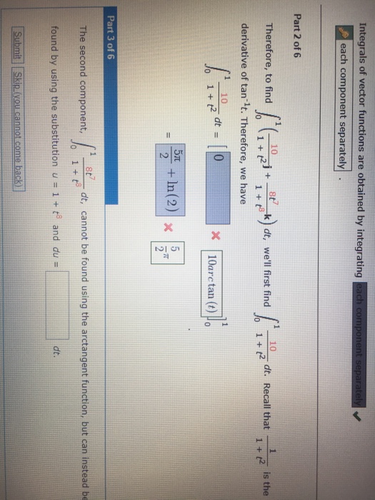 Solved Integrals of vector functions are obtained by | Chegg.com