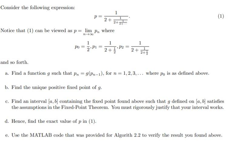 Solved Consider the following expression: 1 II р (1) 2 + +노 | Chegg.com