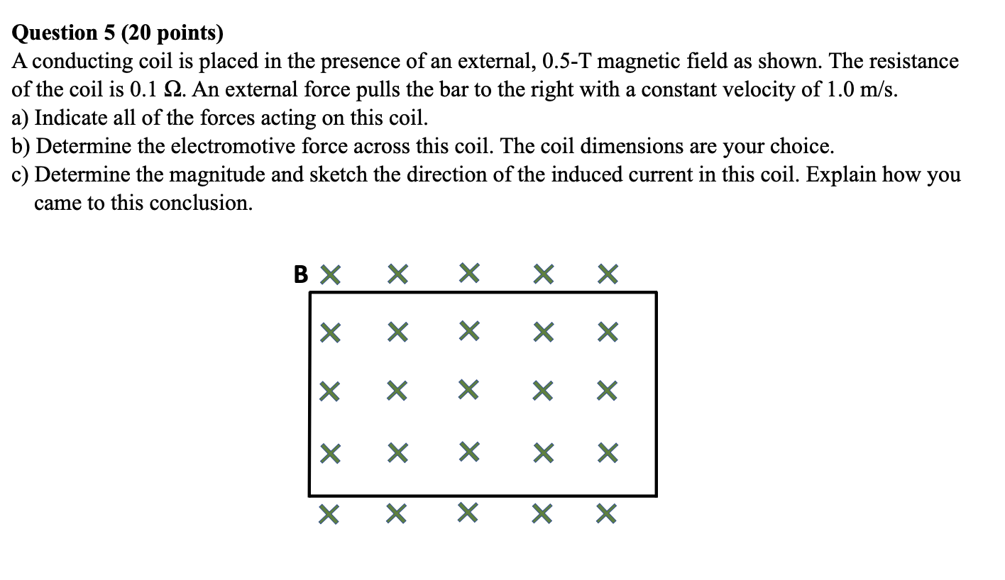 Solved Question 5 (20 points) A conducting coil is placed in | Chegg.com