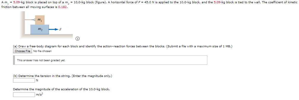 Solved A m, 5.09 kg blockis placed on top of a 2-10.0 kg | Chegg.com