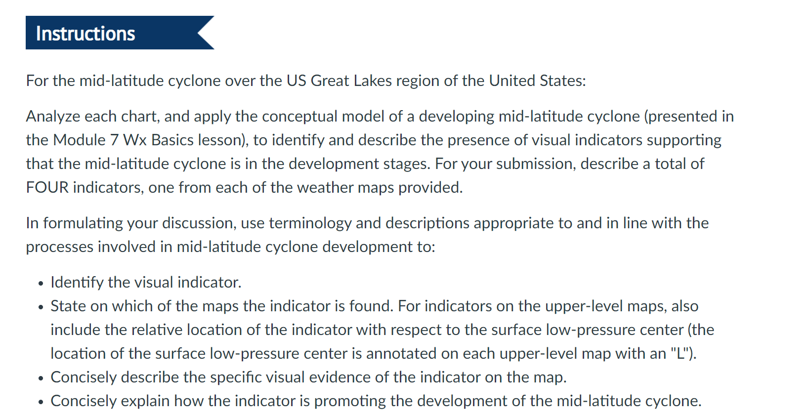 Instructions For the mid-latitude cyclone over the US | Chegg.com