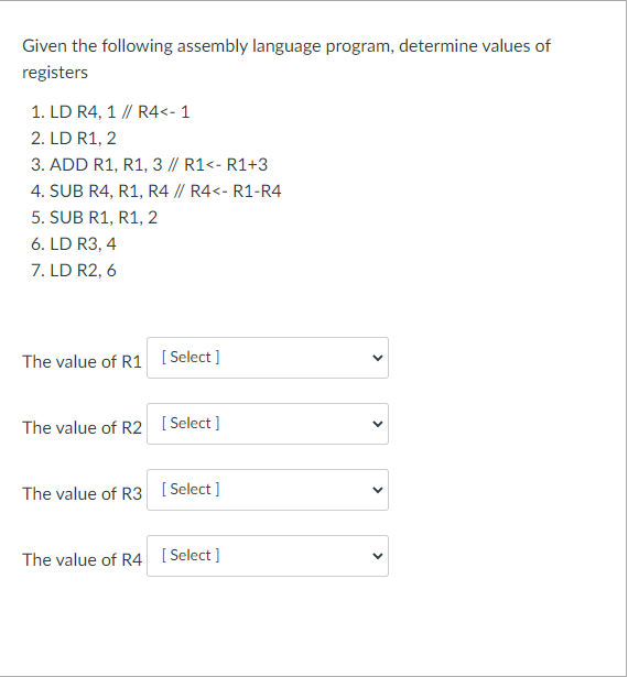 Solved Given the following assembly language program, | Chegg.com