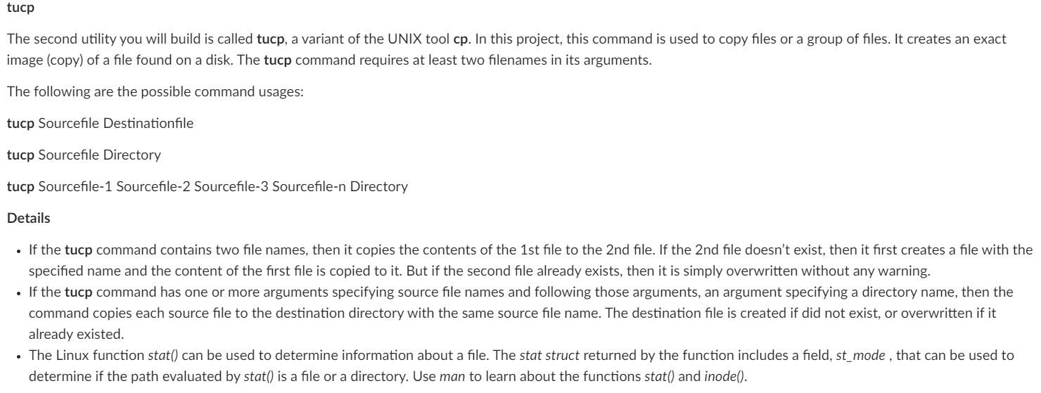 Solved The second utility you will build is called tucp, a | Chegg.com