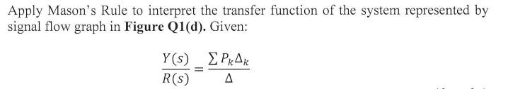 Solved Apply Mason's Rule to interpret the transfer function | Chegg.com