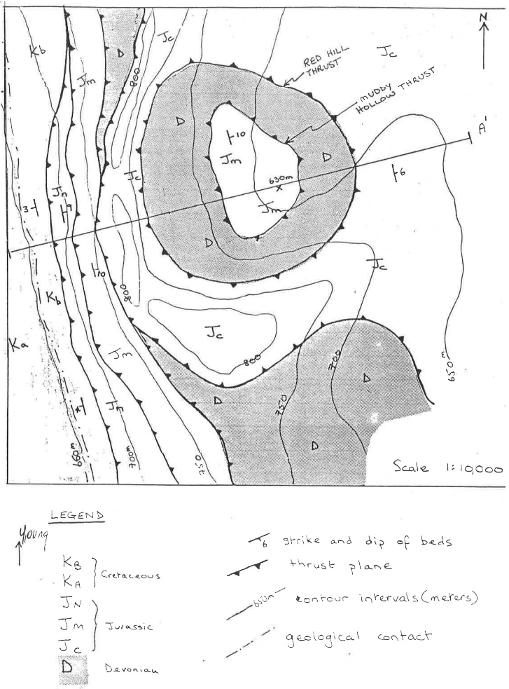 Solved The following map is part of a geologic map from a | Chegg.com