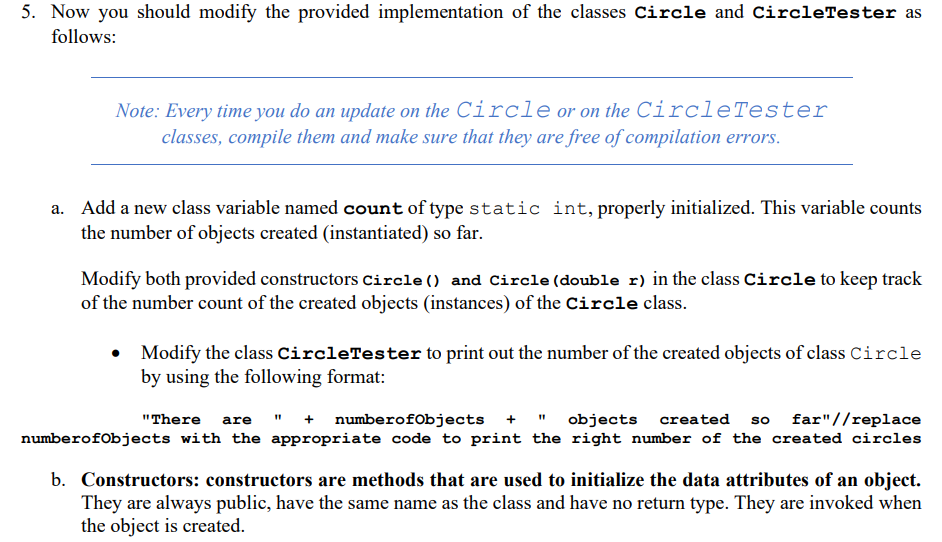 Solved Circle class has two private variables radius and | Chegg.com