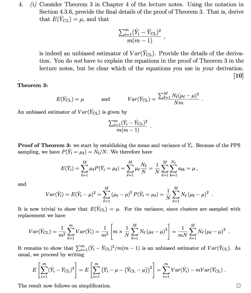 Solved Consider Theorem 3 in Chapter 4 of the lecture notes. | Chegg.com