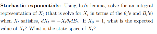 Stochastic Exponentials Using Itos Lemma Solve For