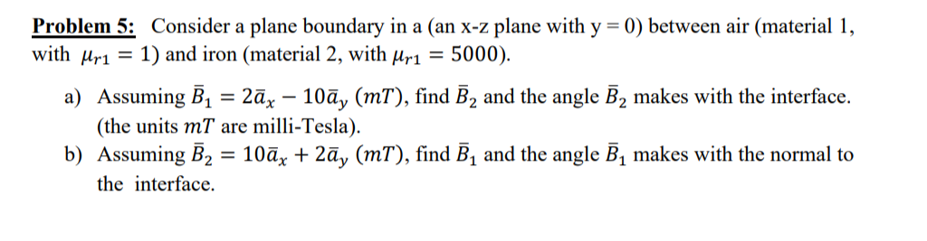 Solved Problem 5: Consider a plane boundary in a (an x-z | Chegg.com