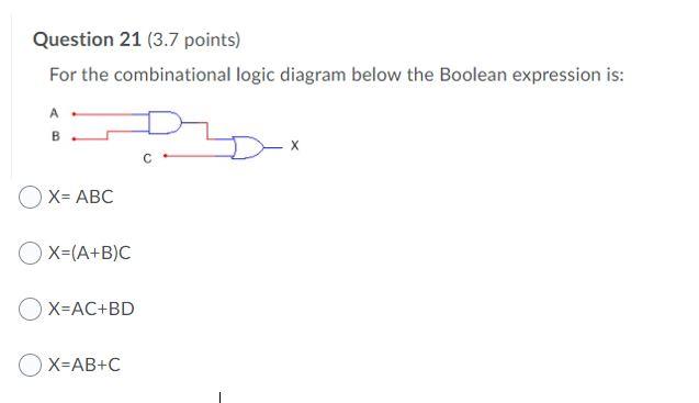 Solved Question 21 (3.7 points) For the combinational logic | Chegg.com