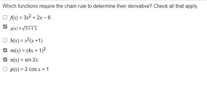 Solved Identifying Chain Rule Applications Which functions | Chegg.com