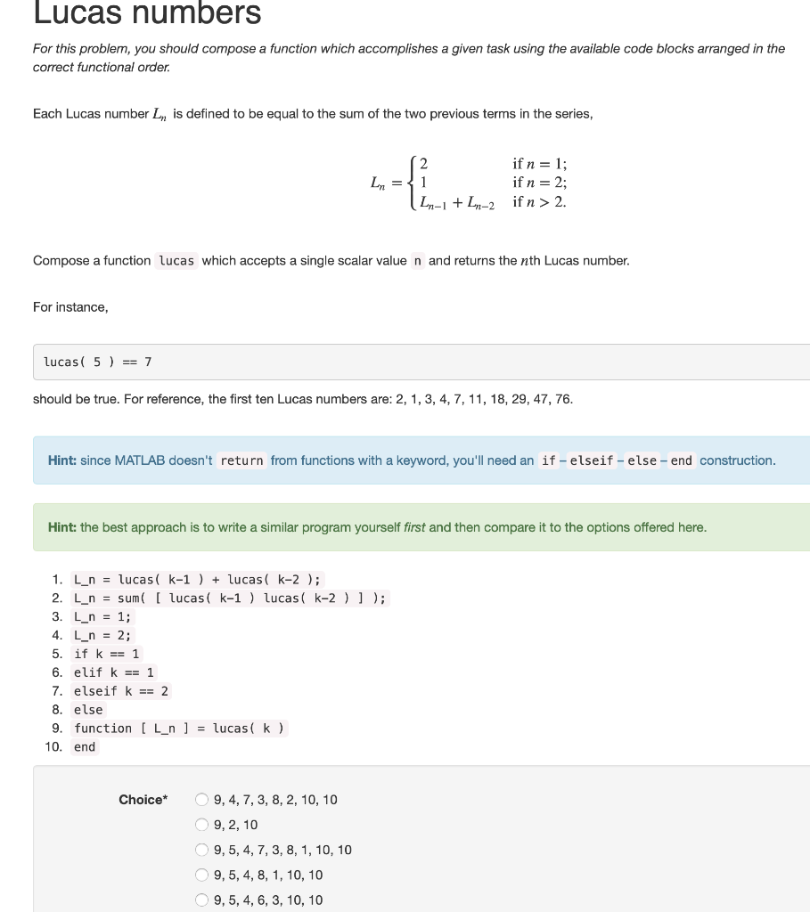 Solved Lucas numbers For this problem, you should compose a | Chegg.com