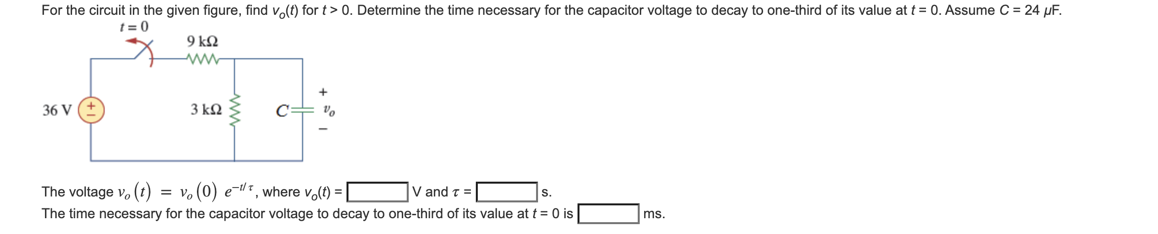 Solved For the circuit in the given figure, find vo(t) for | Chegg.com