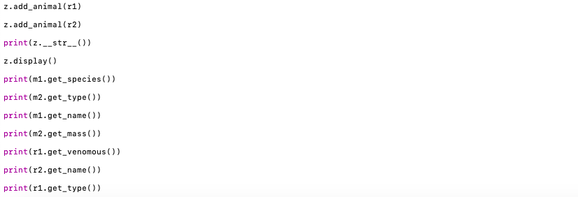 Solved class animal: definit__(self, namea type species, | Chegg.com