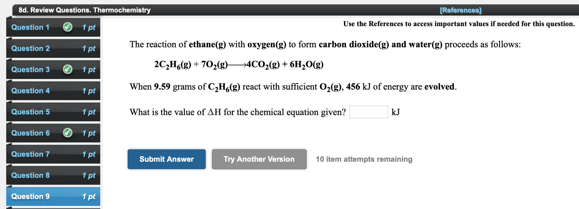 Solved 8d. Review Questions. Thermochemistry [References) | Chegg.com