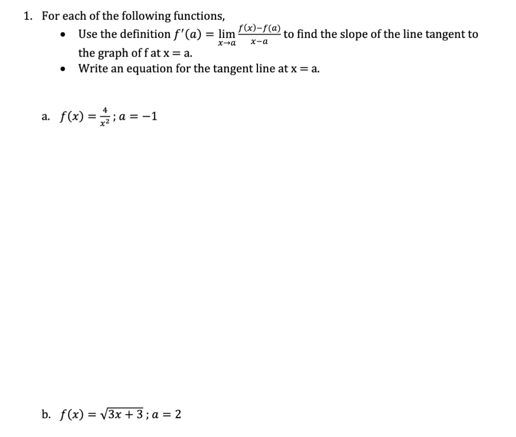 Solved 1. For each of the following functions, - Use the | Chegg.com