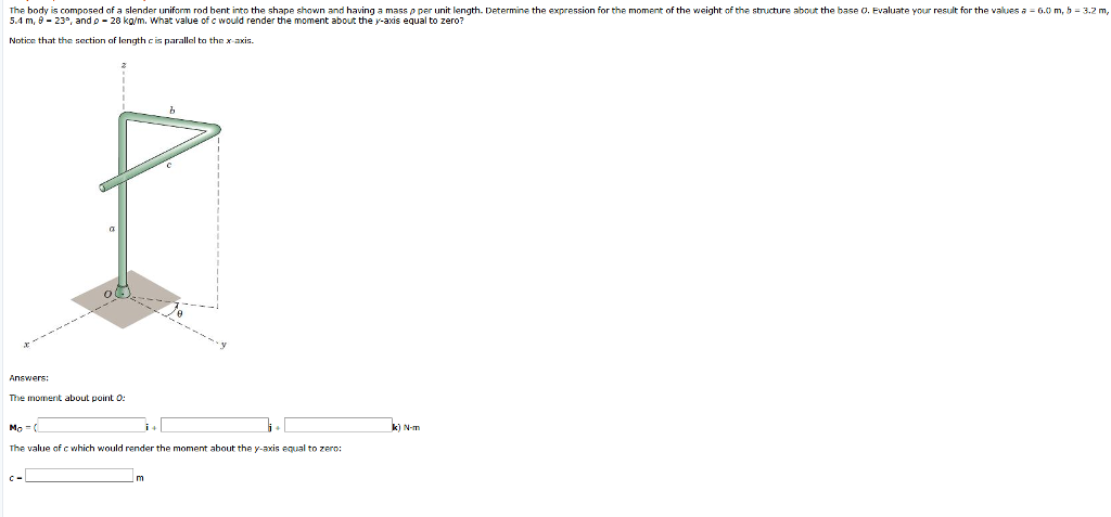 Solved the body is composed of a slender uniform rod bent | Chegg.com