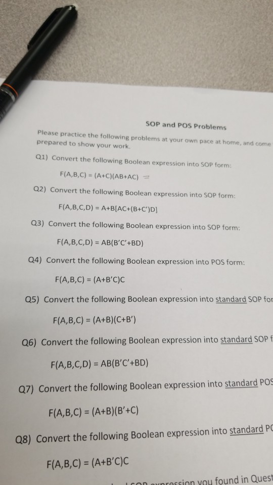 Solved SOP and POS Problems Please practice the following | Chegg.com