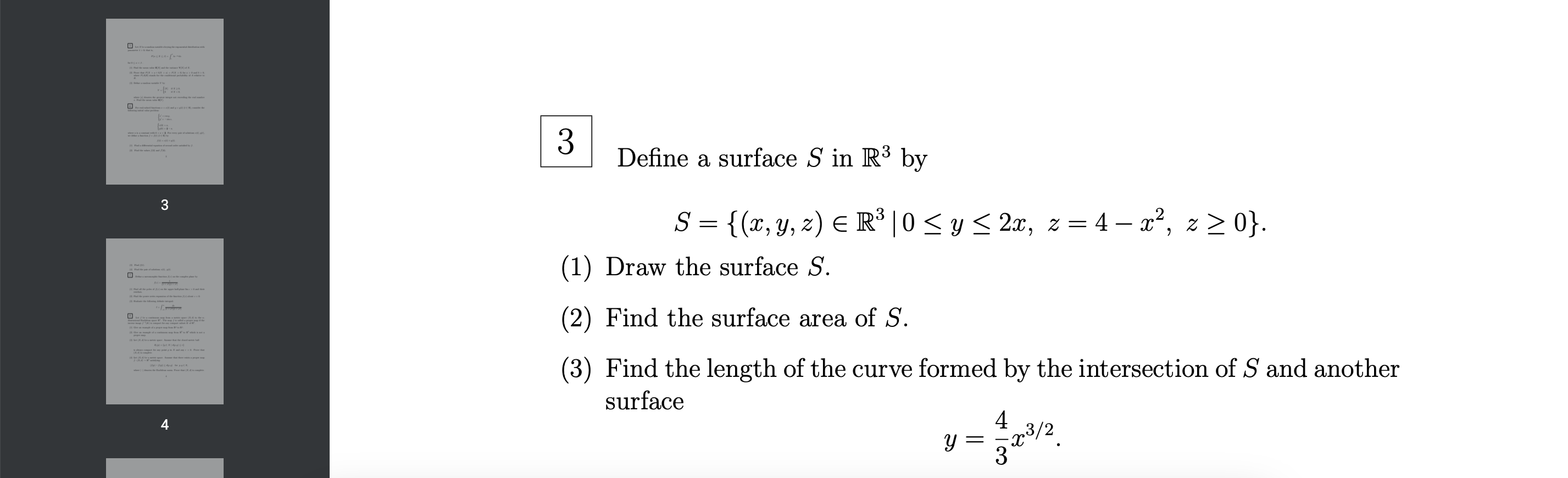 Solved 3 Define a surface S in R3 by | Chegg.com