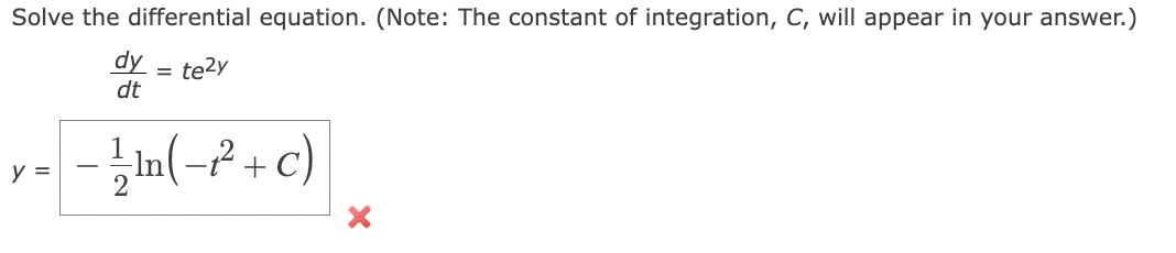 Solved Solve the differential equation. (Note: The constant | Chegg.com