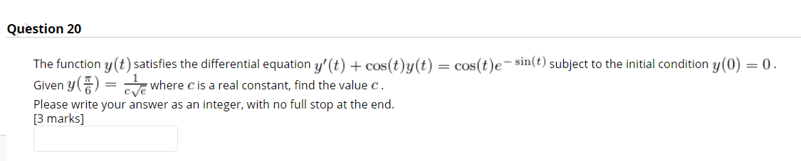 Solved The function y(t) satisfies the differential equation | Chegg.com