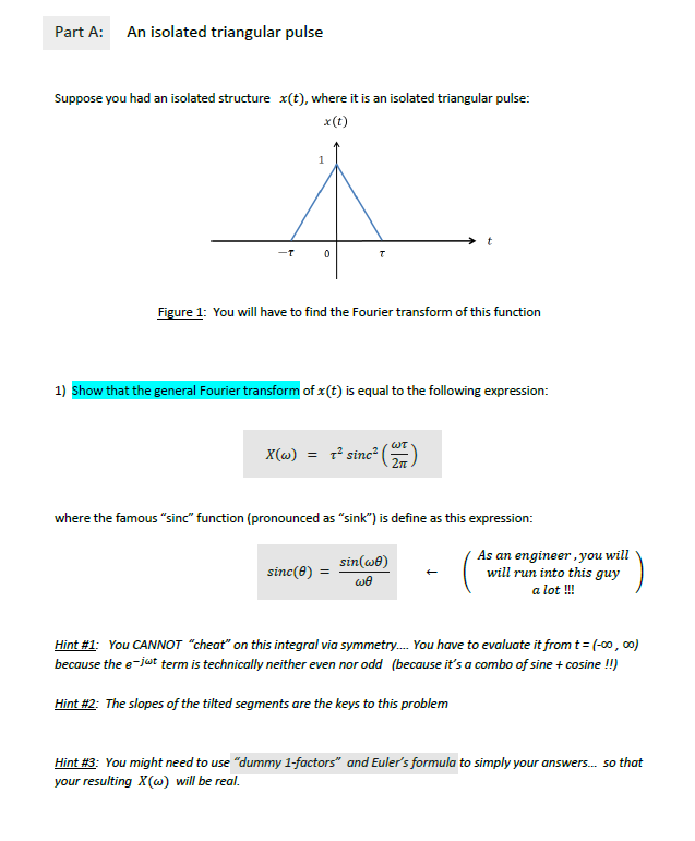 Part A: An isolated triangular pulse Suppose you had | Chegg.com