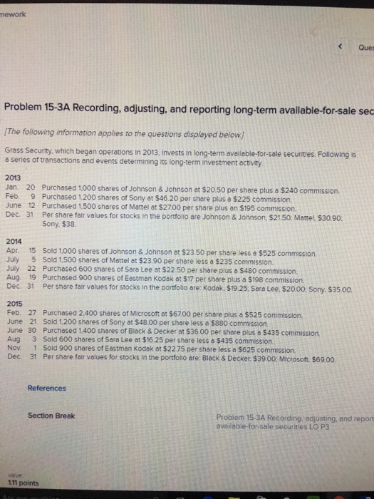 Solved Ques Problem 15-3A Recording, adjusting, and | Chegg.com